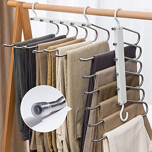 RIIPOO Pants Hangers Space Saving 2-Pack, Jeans Hangers Heavy Duty for Closet, Trousers Hangers Non Slip for Men Women