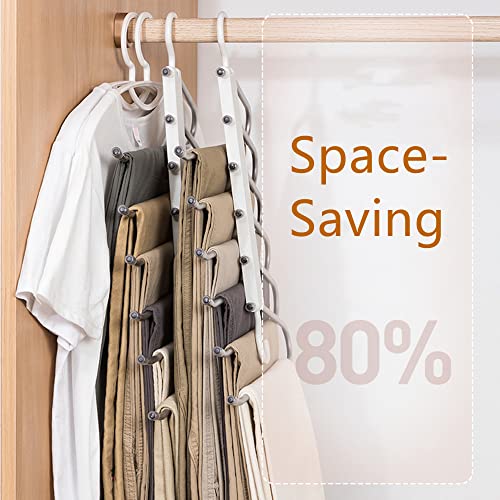 RIIPOO Pants Hangers Space Saving 2-Pack, Jeans Hangers Heavy Duty for Closet, Trousers Hangers Non Slip for Men Women