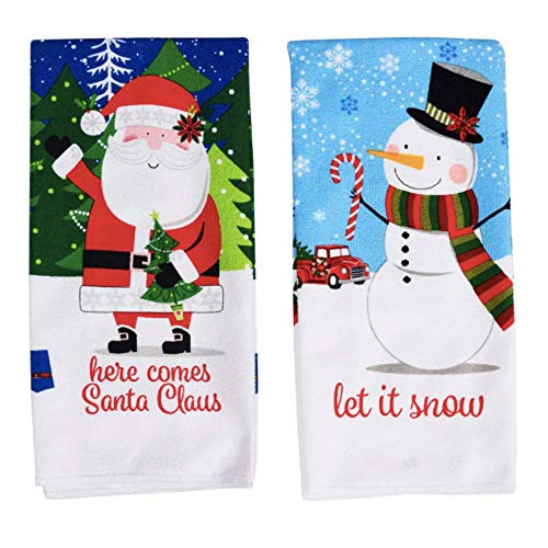 Christmas Towels Set of 2 | Christmas Dish Towels | Christmas Kitchen Towels | Christmas Hand Towels for Bathroom | Holiday Decorations Kitchen Dish Towels Decorative Towels Kitchen Santa Snowman