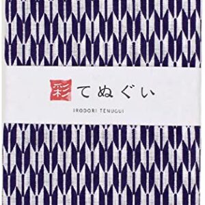 KOMESICHI irodori Japanese Traditional Towel Tenugui Arrow Feather (Small) 12.99 x 34.64 in with Iroha (English Manual)