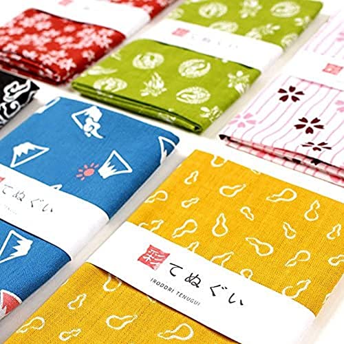 KOMESICHI irodori Japanese Traditional Towel Tenugui Arrow Feather (Small) 12.99 x 34.64 in with Iroha (English Manual)