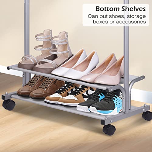 MISSLO Short Clothing Rack + 2 Shelves Clothing Racks