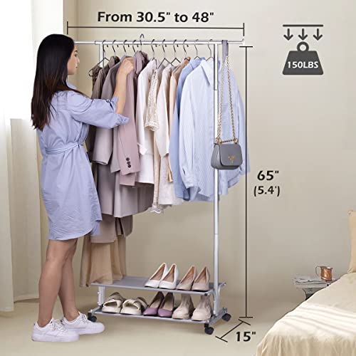 MISSLO Short Clothing Rack + 2 Shelves Clothing Racks