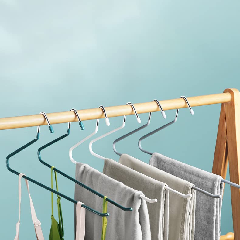 UPRA Multiple Slack/Trousers Pants Hangers 10 Pack Anti-Rust Chrome Metal Hangers,Non Slip Rubber Coating,Space Saving,Open Ended or Easy-Slide Pant Airing Wet Clothes-Without Neckline Wrinkles,White