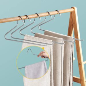 UPRA Multiple Slack/Trousers Pants Hangers 10 Pack Anti-Rust Chrome Metal Hangers,Non Slip Rubber Coating,Space Saving,Open Ended or Easy-Slide Pant Airing Wet Clothes-Without Neckline Wrinkles,White