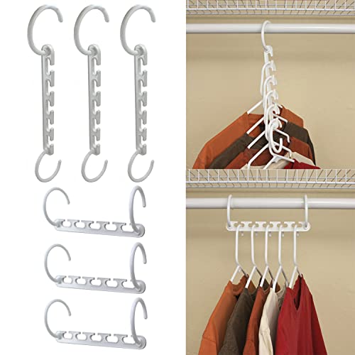 Sisnails 6 Pack White Magic Hangers Space Saving Hangers for Closet Organizer， Plastic Clothes Hangers ，Multifunctional Closet Storage Hangers, Essential Hangers for Dormitories and Home