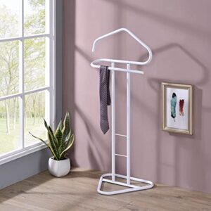 kings brand furniture - kalblins metal wardrobe suit valet stand organizer, white