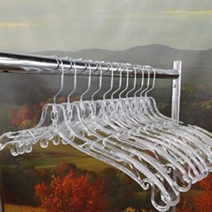 NAHANCO 505MG Plastic Shirt Hanger, Middle Heavy Weight, 17", Clear with Molded Rubber Grippers and Chrome Hook, Clear (Pack of 100)