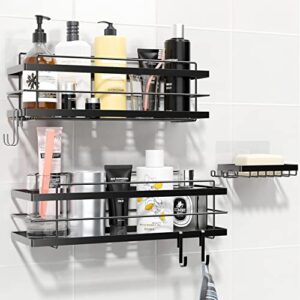 gatlei 3-pack shower caddy basket adhesive bathroom shower organizer with soap holder black bathroom caddy for shower storage stainless steel shower rack