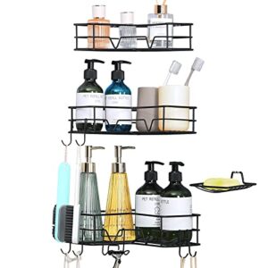 wowelife corner shower caddy with soap holder and shaver hook for bathroom, no drilling traceless adhesive shower wall basket shelves, rustproof shower accessories (stainless steel 3×shower shelves)