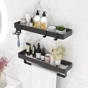 boiarc bathroom shelves acrylic shower shelves wall mounted glass shelves for bathroom 2 tier no drilling shower shelf storage organizer with towel bar black acrylic shower caddy for bathroom kitchen