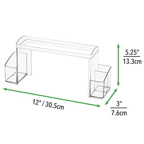 mDesign Small 2-Tier Plastic High-Rise Bathroom Cabinet Organizer - Vitamin Bottle, Medicine, Makeup Storage Shelf for Sink, Counter, and Vanity - Perfect for Hair Product Organization - Clear