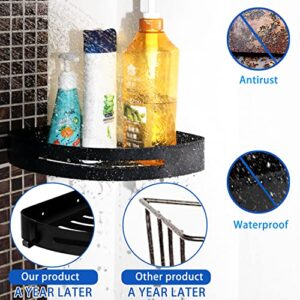 Shower Corner Shelf, Corner Caddy Bathroom Shower Shelf Wall Mounted 2 Pack, Adhesive No Drilling Kitchen Racks Shower Organizer for Bathroom,Kitchen,Toilet (Black)