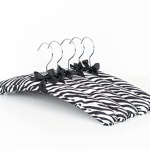 Amber Home 17 Inch Large Zebra Print Satin Padded Hangers for Women Clothing 10 Pack, Anti Slip Cushioned Hangers for Sweaters, Silk Hangers Fancy Dress Hangers for Delicate Cashmere (Zebra Print, 10)