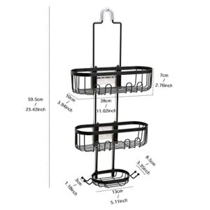 Mqafkpu Shower Organizer Hanging, Non Drilling Shower Caddy Over Head with Hooks for Razor and Sponge, Rustproof Stainless Steel Shower Racks for Inside Shower for Bathroom & Shower Room