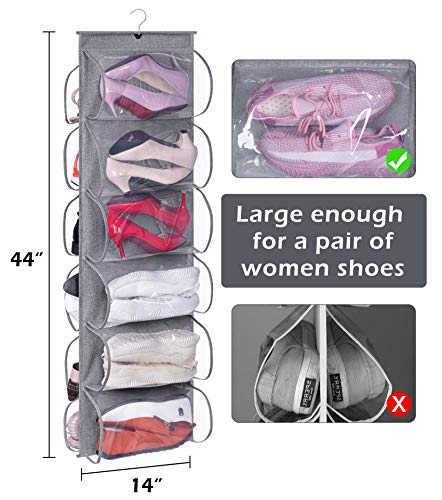 KEETDY 28 Large Pockets Over The Door Shoe Organizer and 12 Large Clear Pockets Hanging Shoe Organizer