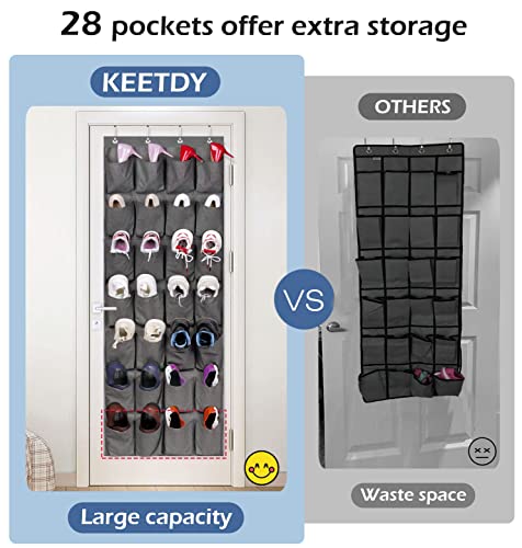 KEETDY 28 Large Pockets Over The Door Shoe Organizer and 12 Large Clear Pockets Hanging Shoe Organizer