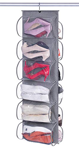 KEETDY 28 Large Pockets Over The Door Shoe Organizer and 12 Large Clear Pockets Hanging Shoe Organizer