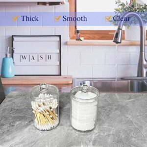 YUN-HL 3 Pack Apothecary Jars, Qtip Holder Dispenser for Cotton Ball Swab Round Pads Floss, Acrylic Cotton Swab Canister Holder, Bathroom Storage Organization Vanity Makeup Organizer