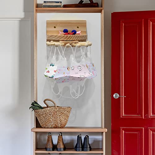 Tie Rack Wall Hanging, Unique Windmill Shape, Made of Handmade Pine Wood, with 12 Individual Belt Racks, Perfect for Placing Necklaces, Masks, Bow Ties, Keys.