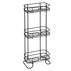 iDesign Steel Bathroom Caddy Organizer with Three Wire Basket Shelves, The Neo Collection - 6.3" x 9.8" x 26.1", Matte Black