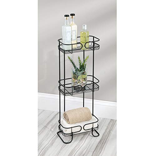 iDesign Steel Bathroom Caddy Organizer with Three Wire Basket Shelves, The Neo Collection - 6.3" x 9.8" x 26.1", Matte Black