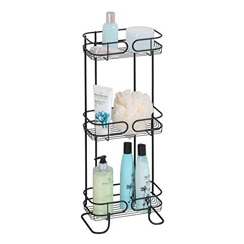 iDesign Steel Bathroom Caddy Organizer with Three Wire Basket Shelves, The Neo Collection - 6.3" x 9.8" x 26.1", Matte Black