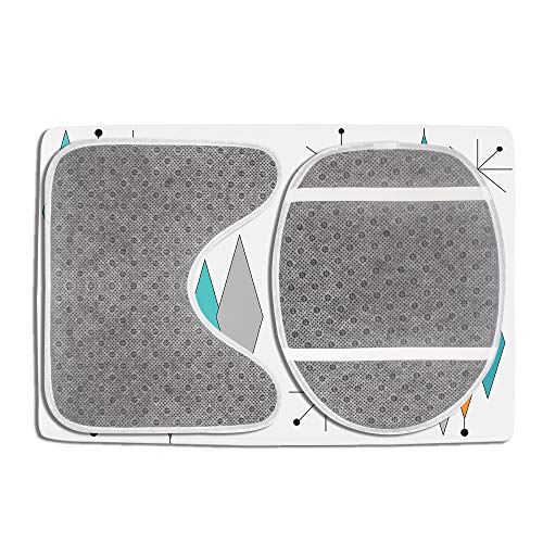 DZGlobal Mid Century Modern Bathroom Rugs Sets 3 Piece Turquoise Orange Diamond Bath Mat Non Slip U-Shaped Contour Mat Toilet Lid Cover Sets Home Decor Shower Accessories