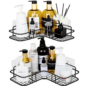 adhensive corner shower caddy basket shelf storage organizer no drilling traceless adhensive shower accessories bathtub rust proof stainless steel bathroom shampoo holder 2 pack (l type)