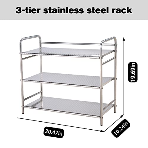 susunnus Shoe Rack 3 Tier Shoe Organizer Stainless Steel Small Shoe Rack Organizer Shoe Storage Free Standing Shoe Racks Shoe Rack for Entryway, Hallway,Closet(Sliver)