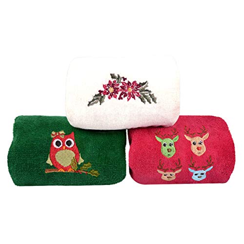 Christmas Hand Towels for Kitchen and Bathroom , 12x18 100% Cotton, High Absorbency, Christmas Holiday Decorative Dishwashing Towels Hand Towels 6-Pack Gift Set