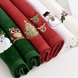 Christmas Hand Towels for Kitchen and Bathroom , 12x18 100% Cotton, High Absorbency, Christmas Holiday Decorative Dishwashing Towels Hand Towels 6-Pack Gift Set