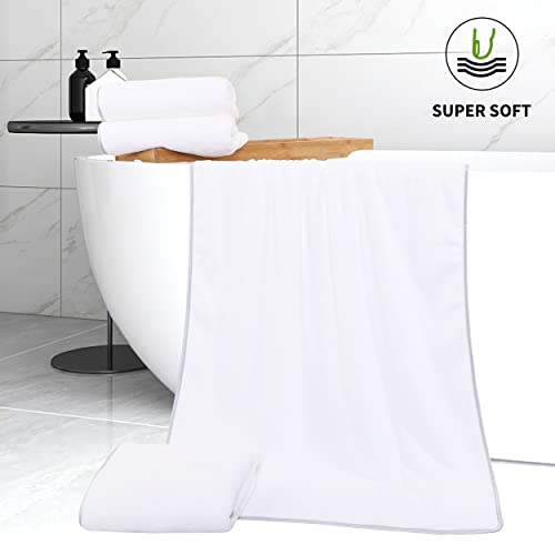 Cosy Family Microfiber 4 Pack Bath Towel Set, Lightweight and Quick Drying, Ultra Soft Highly Absorbent Towels for Bathroom, Gym, Hotel, Beach and Spa (White)