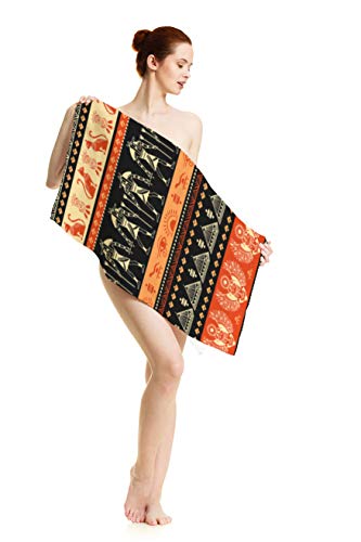 oFloral Egypt Tribal Bohemian Mandala Hand Towels Cotton Washcloths,Vintage Henna Tattoo Style Hieroglyphics Cat Red Black Soft Towels for Bathroom Kitchen Spa Gym Yoga Face Towel 15X30 Inch