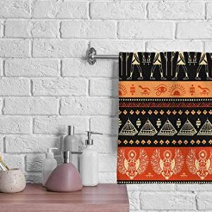 oFloral Egypt Tribal Bohemian Mandala Hand Towels Cotton Washcloths,Vintage Henna Tattoo Style Hieroglyphics Cat Red Black Soft Towels for Bathroom Kitchen Spa Gym Yoga Face Towel 15X30 Inch