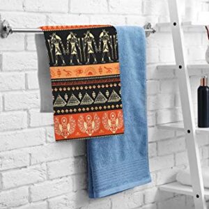 oFloral Egypt Tribal Bohemian Mandala Hand Towels Cotton Washcloths,Vintage Henna Tattoo Style Hieroglyphics Cat Red Black Soft Towels for Bathroom Kitchen Spa Gym Yoga Face Towel 15X30 Inch