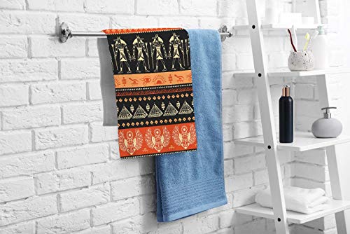 oFloral Egypt Tribal Bohemian Mandala Hand Towels Cotton Washcloths,Vintage Henna Tattoo Style Hieroglyphics Cat Red Black Soft Towels for Bathroom Kitchen Spa Gym Yoga Face Towel 15X30 Inch