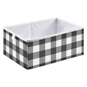 kfbe black and white buffalo check foldable storage cubes closet organizer baskets bins for clothes, socks clothing book toy 20805711, 15.75x10.63x6.96in