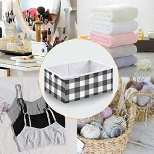 KFBE Black and White Buffalo Check Foldable Storage Cubes Closet Organizer Baskets Bins for Clothes, Socks Clothing Book Toy 20805711, 15.75x10.63x6.96in