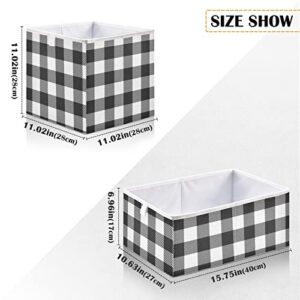 KFBE Black and White Buffalo Check Foldable Storage Cubes Closet Organizer Baskets Bins for Clothes, Socks Clothing Book Toy 20805711, 15.75x10.63x6.96in