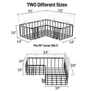 AAUU Corner Shower Caddy Shelf, 3 Sets Adhesive Bathroom Basket Shelf with Hooks, Soap Dish Holder for Toilet, Dorm and