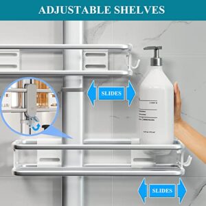 Parosan Shower Caddy, 3 tier Adjustable Aluminum Rustproof Hanging Shower Caddy Over Shower Head, Shower Organizer Shelves with Soap Holder Razor Holder for Bathroom Storage