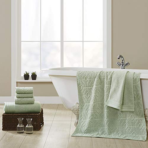 Amrapur Overseas 6-Piece Yarn Dyed Diamond Gate Jacquard Towel Set Seafoam