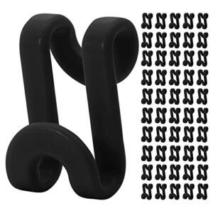 biaungdo 50 pcs clothes hanger connector hooks, black cascading hanger hooks space saving plastic hanger extender clips for closet, wooden hanger, velvet hanger