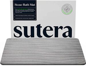 sutera - stone bath mat, diatomaceous earth shower mat, non-slip super absorbent quick drying bathroom floor mat, natural, easy to clean (23.5 x 15 gray)