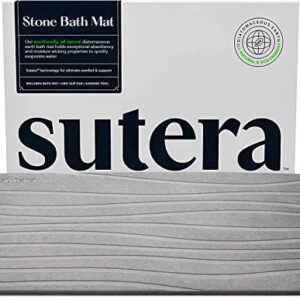 SUTERA - Stone Bath Mat, Diatomaceous Earth Shower Mat, Non-Slip Super Absorbent Quick Drying Bathroom Floor Mat, Natural, Easy to Clean (23.5 x 15 Gray)