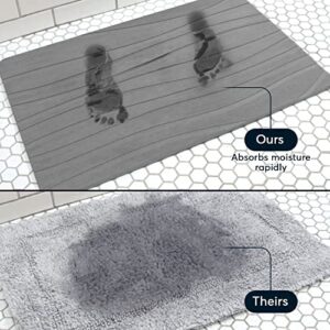 SUTERA - Stone Bath Mat, Diatomaceous Earth Shower Mat, Non-Slip Super Absorbent Quick Drying Bathroom Floor Mat, Natural, Easy to Clean (23.5 x 15 Gray)