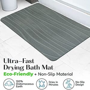 SUTERA - Stone Bath Mat, Diatomaceous Earth Shower Mat, Non-Slip Super Absorbent Quick Drying Bathroom Floor Mat, Natural, Easy to Clean (23.5 x 15 Gray)