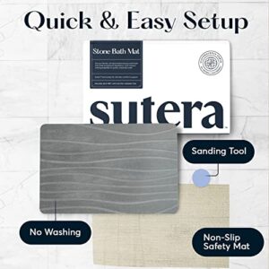 SUTERA - Stone Bath Mat, Diatomaceous Earth Shower Mat, Non-Slip Super Absorbent Quick Drying Bathroom Floor Mat, Natural, Easy to Clean (23.5 x 15 Gray)