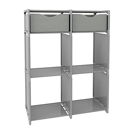 Dttwacoyh Closet Organizers and Storage Shelf Unit with 2 Storage Bins,Stackable Cube Storage Organizer,Drawer Organizers for Clothing,Book,Livingroom(Grey)